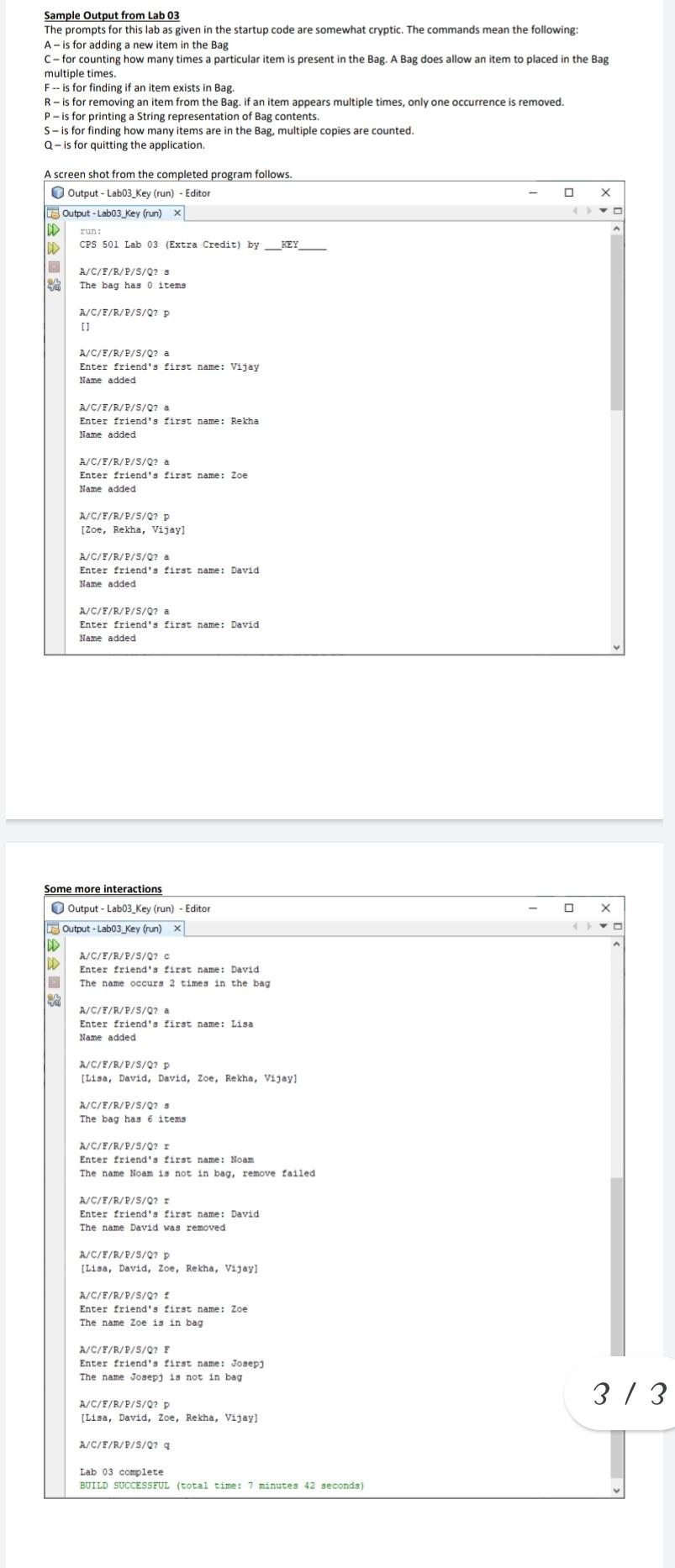 Objective: Implement the generic Bag interface using | Chegg.com