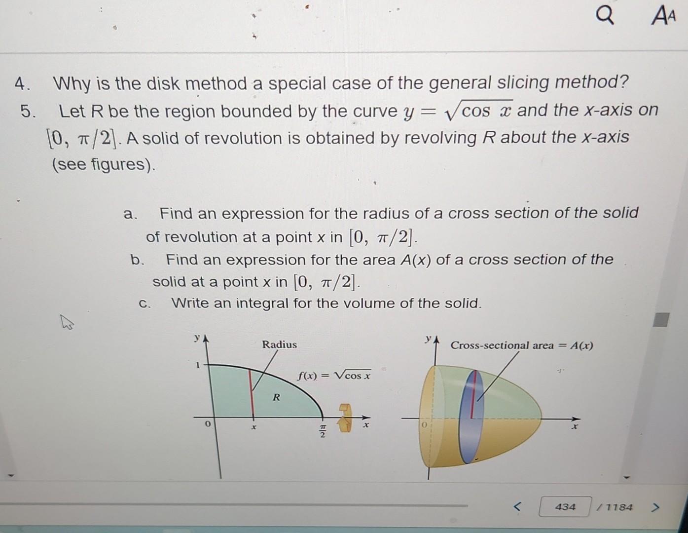 Solved 4. Why is the disk method a special case of the | Chegg.com