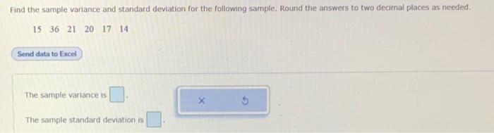 Solved Find the sample variance and standard deviation for | Chegg.com