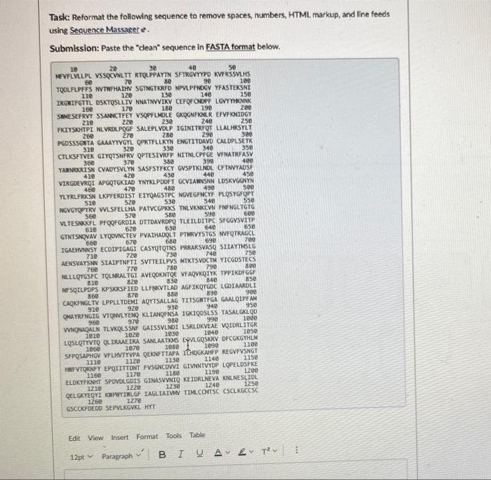 Task: Reformat the following sequence to remove | Chegg.com