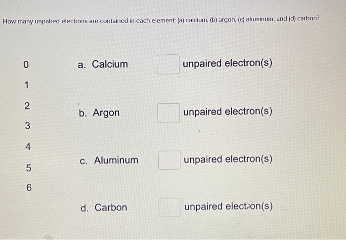 Solved How many unpaired electrons are contained in each | Chegg.com