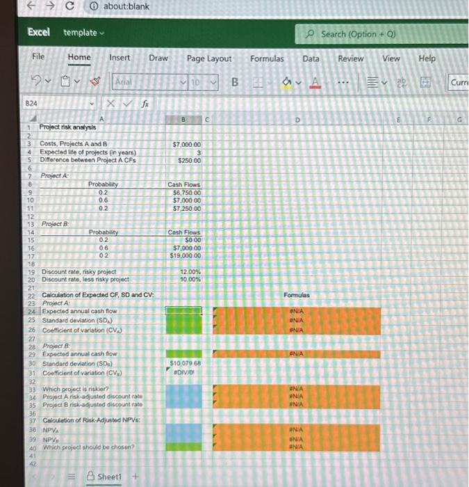 Solved Excel Online Structured Activity: Project risk | Chegg.com
