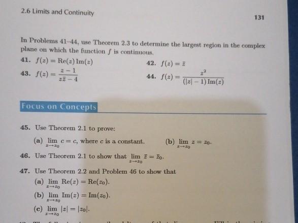 Solved 2.6 Limits and Continuity 131 In Problems 41-44, use | Chegg.com