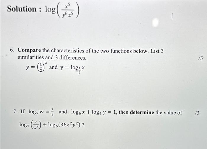 Solved 6. Cempare the characterisics of the two functions | Chegg.com