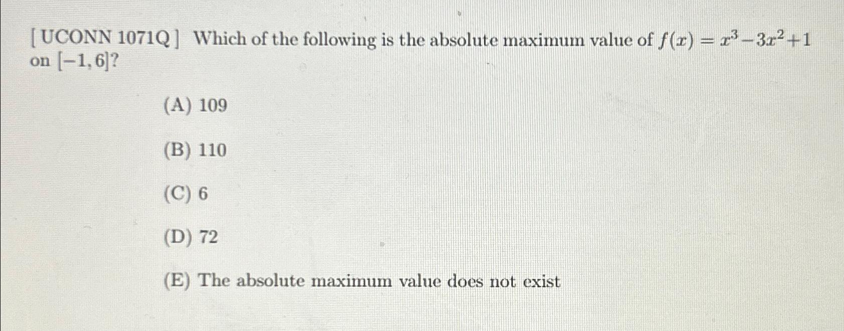 Solved [UCONN 1071Q] ﻿Which of the following is the absolute | Chegg.com