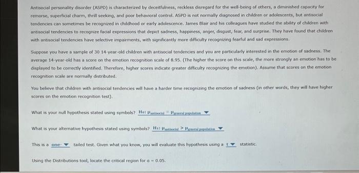 Solved Antisocial personality disorder (ASPD) is | Chegg.com