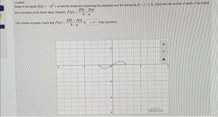 Solved Below is the graph f(x)=−x3+x and the secant ine | Chegg.com
