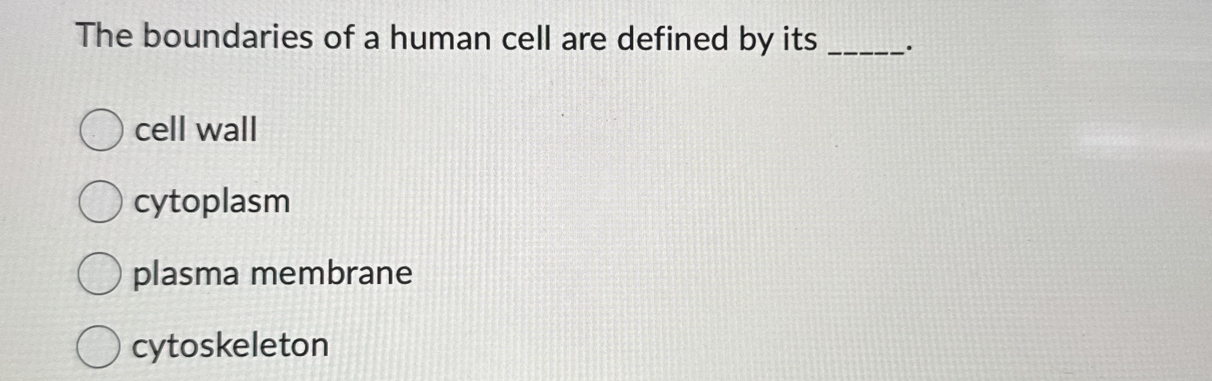 Solved The boundaries of a human cell are defined by itscell | Chegg.com