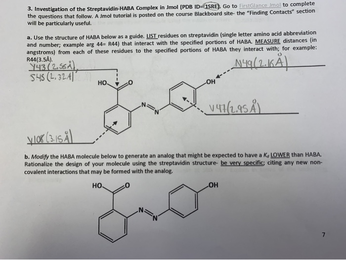 3. Investigation of the Streptavidin-HABA Complex in | Chegg.com