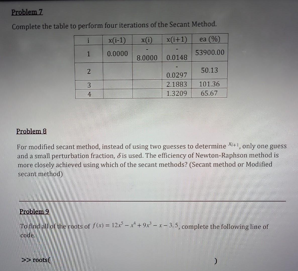 Solved Complete the table to perform four iterations of the | Chegg.com