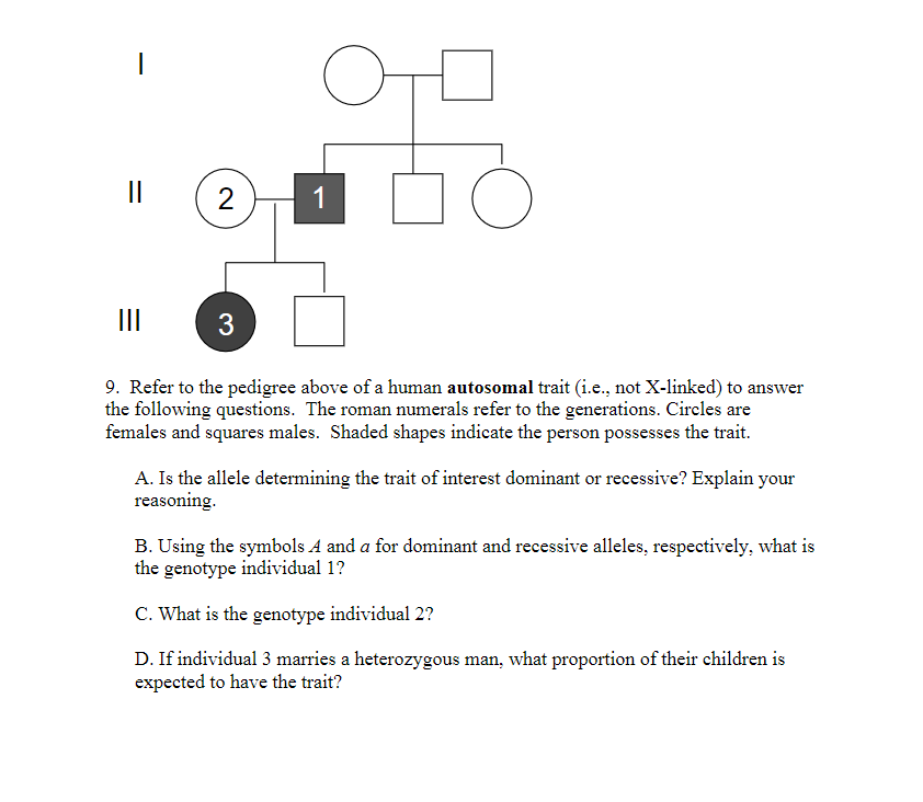 Solved Refer to the pedigree above of a human autosomal | Chegg.com
