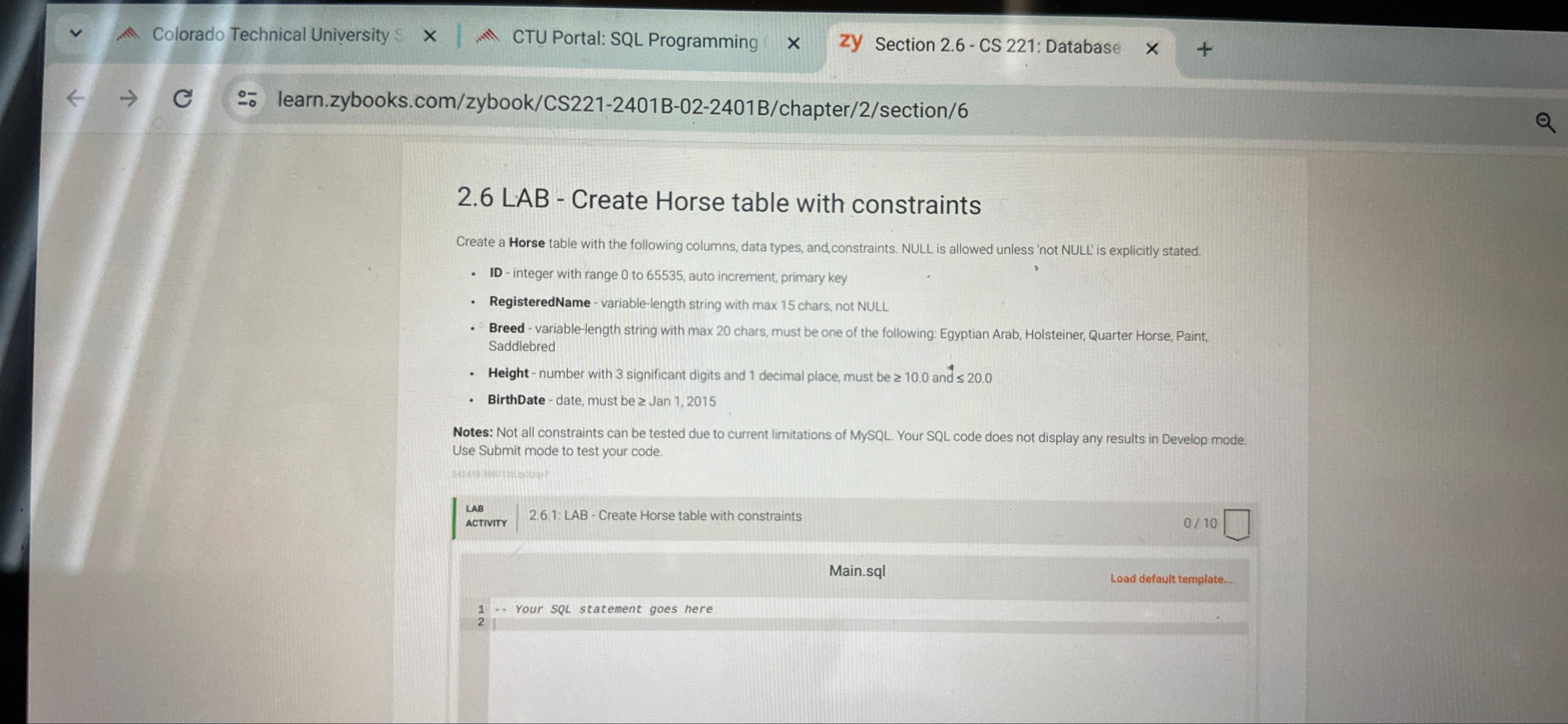 Solved Colorado Technical UniversityCTU Portal: SQL | Chegg.com