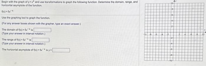 Solved Begin with the graph of y=ex and use transformations | Chegg.com