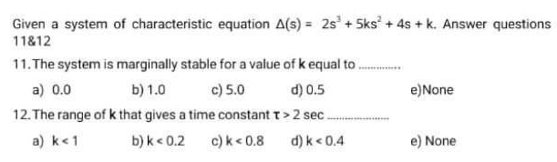 Solved Given a system of characteristic equation | Chegg.com