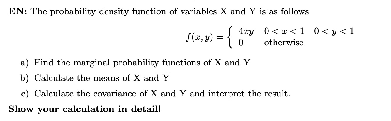 Solved EN: The probability density function of variables x | Chegg.com