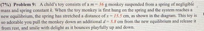 Solved (7\%) Problem 9: A child's toy consists of a m=36 g | Chegg.com