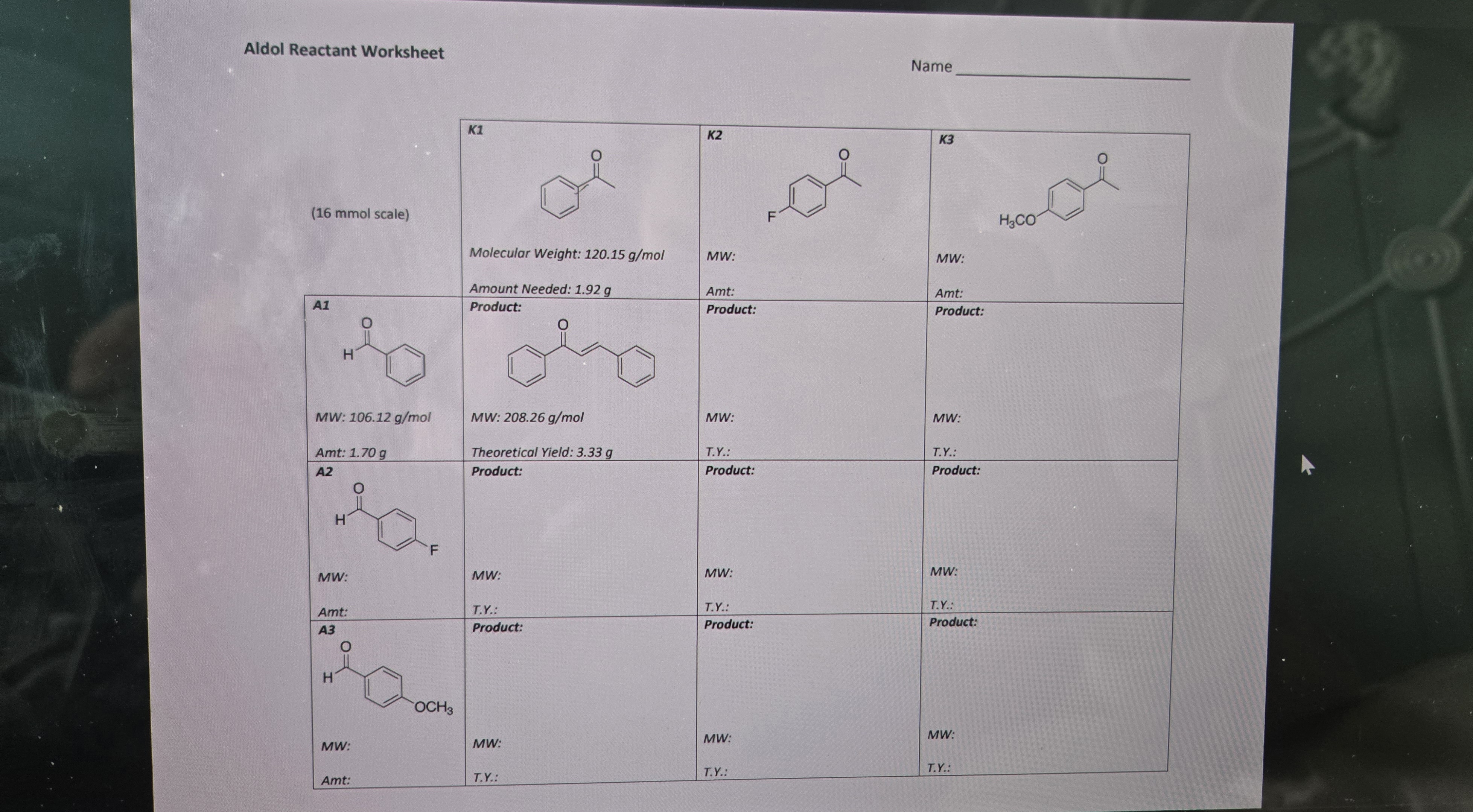 Aldol Reactant Worksheet I need help with determining | Chegg.com