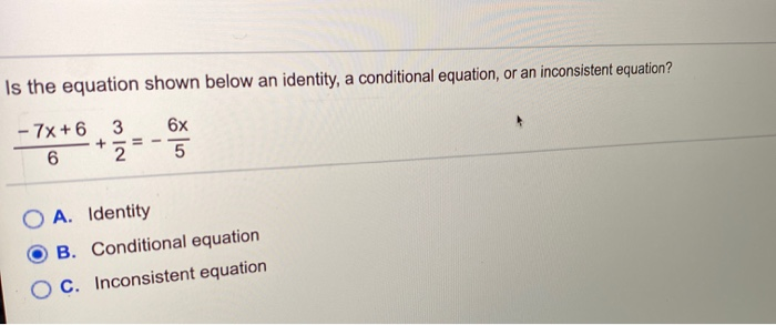 Solved Is the equation shown below an identity, a | Chegg.com