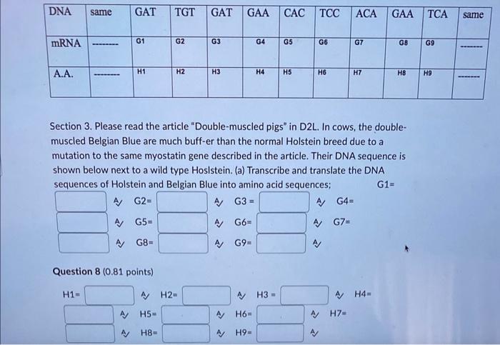 Solved Section 3. Please read the article "Double-muscled | Chegg.com