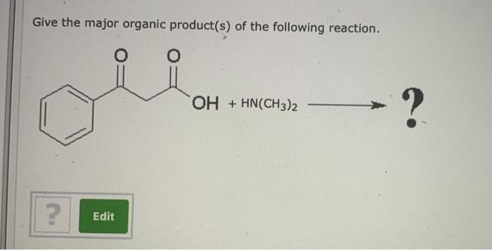 Solved What is the major organic product of the following | Chegg.com