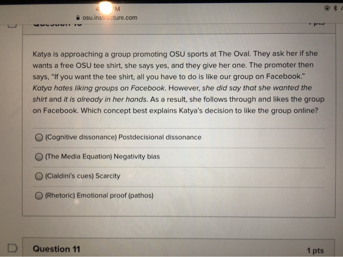 Solved 4 M osu.instructure.com VUONEE Katya is approaching a | Chegg.com