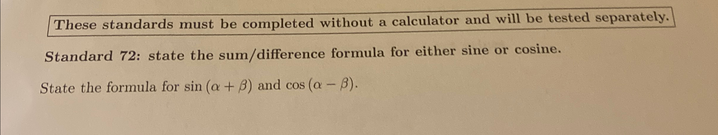 Solved These standards must be completed without a | Chegg.com