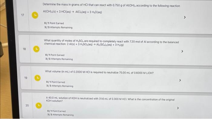 Solved Determine the mass in grams of HCl that can react | Chegg.com