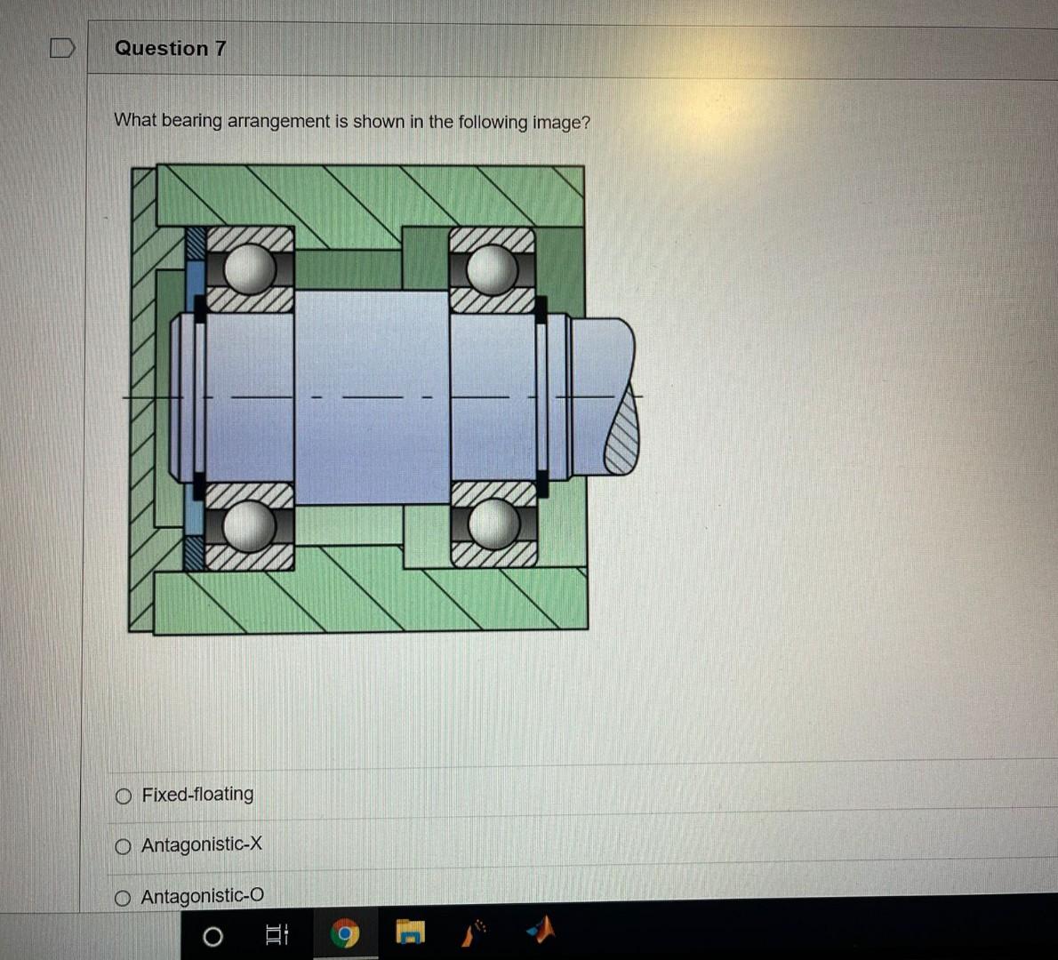 Solved D Question 7 What bearing arrangement is shown in the | Chegg.com