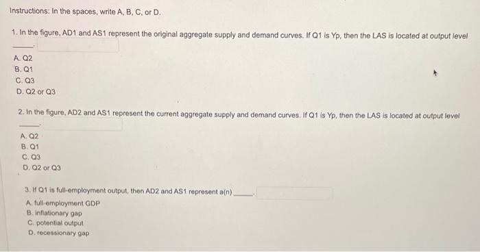 Solved 1. In the figure, AD1 and AS1 represent the original | Chegg.com