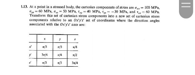 Solved 3. At a point in a stressed body, the cartesian | Chegg.com