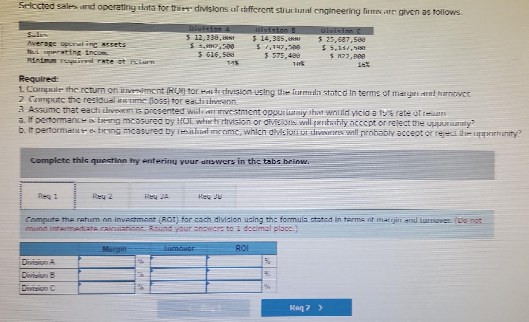 Solved Required: 1. Compute the return on investment (ROI) | Chegg.com