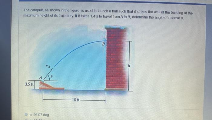 Solved The catapult, as shown in the figure, is used to | Chegg.com