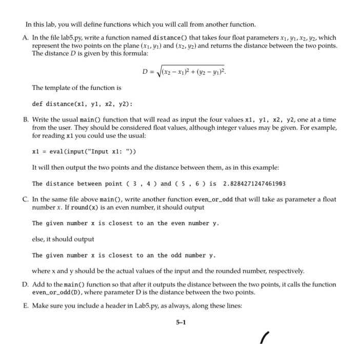 Solved In this lab, you will define functions which you will | Chegg.com
