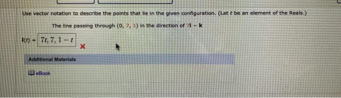 Solved Use vector notation to describe the points that lie | Chegg.com
