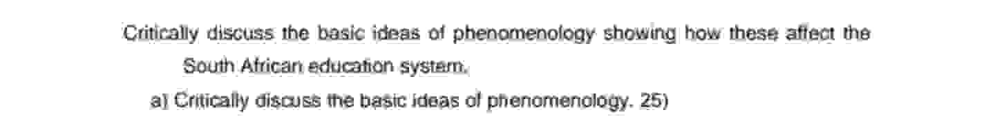 Solved Critically discuss the basic ideas of phenomenology | Chegg.com