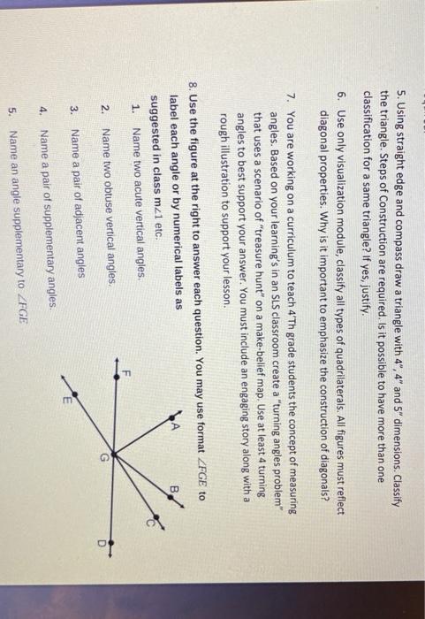 Solved 5. Using straight edge and compass draw a triangle | Chegg.com