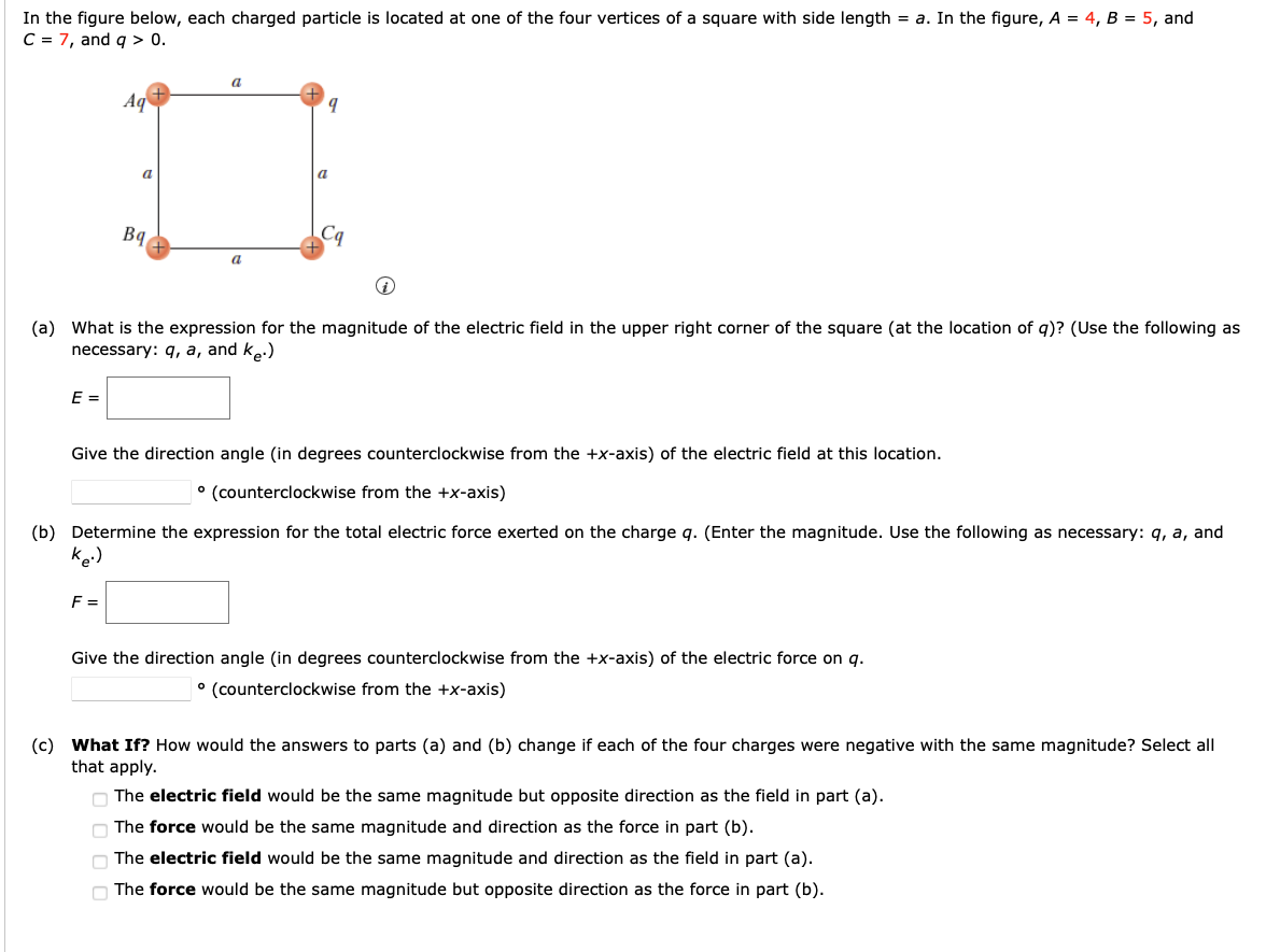 Solved In the figure below, each charged particle is located | Chegg.com