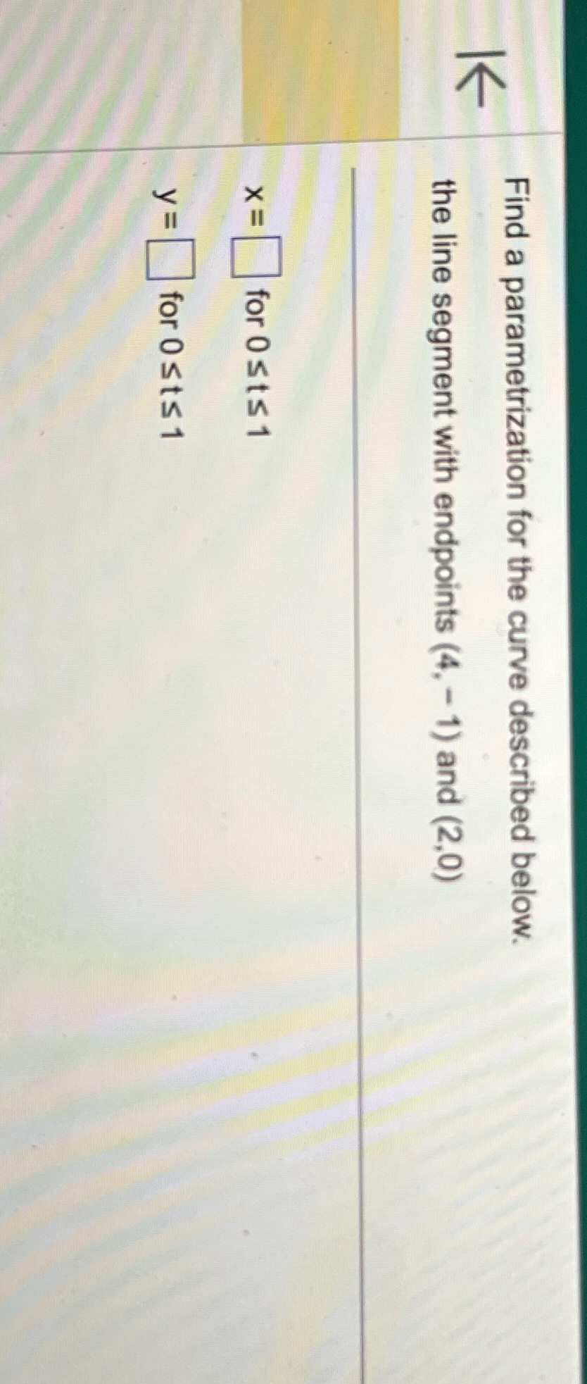 Solved Find a parametrization for the curve described below. | Chegg.com