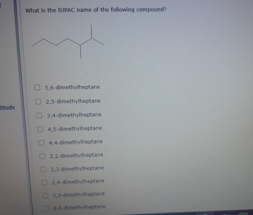 Solved What is the IUPAC name of the following compound? | Chegg.com