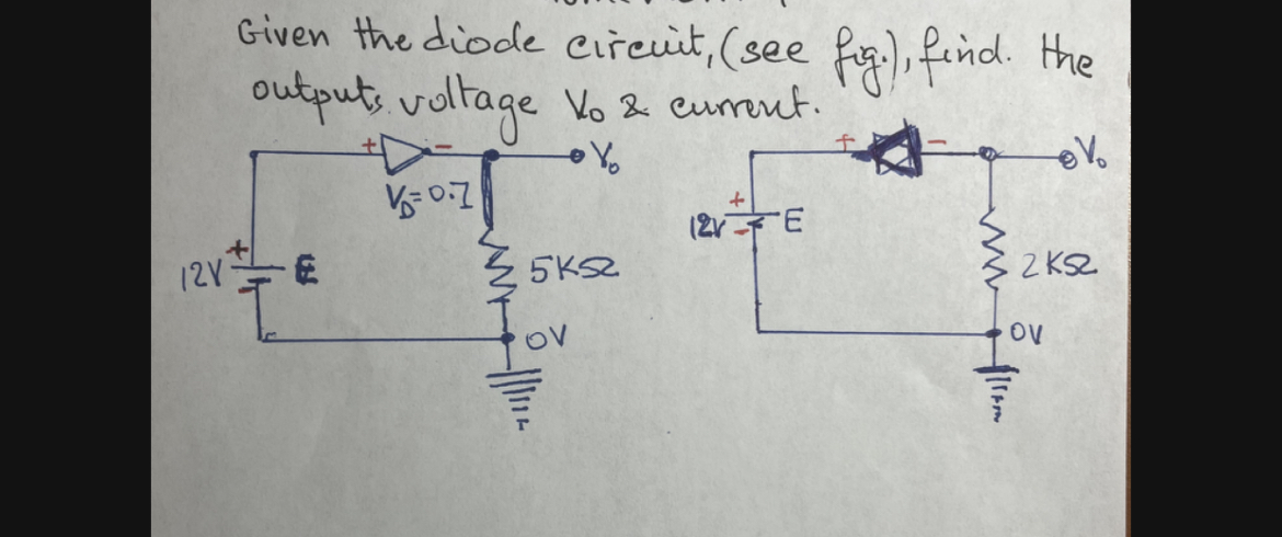 Solved Given the diode circuit, (see fig), ﻿find. The | Chegg.com