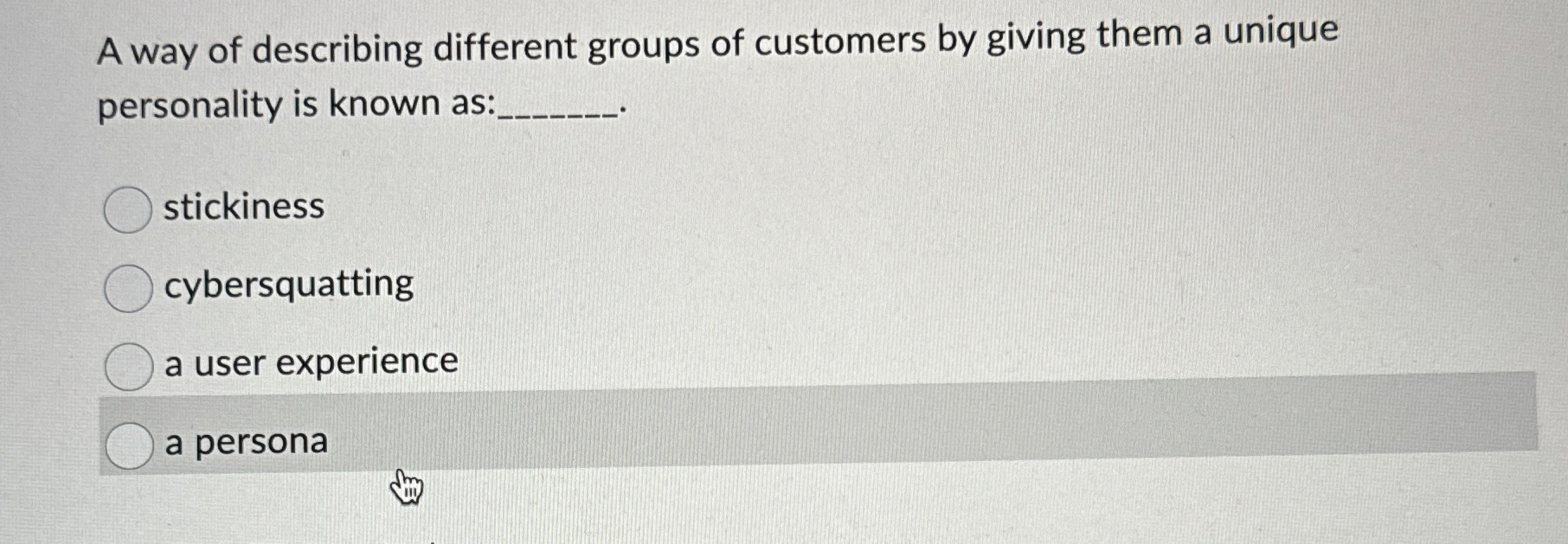 Solved A way of describing different groups of customers by | Chegg.com