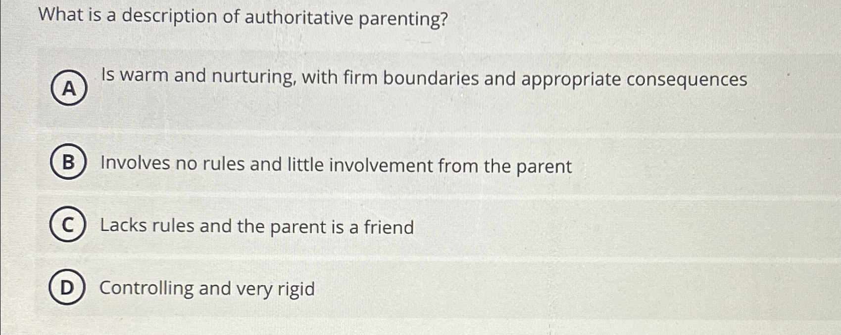 Solved What is a description of authoritative parenting?A Is | Chegg.com