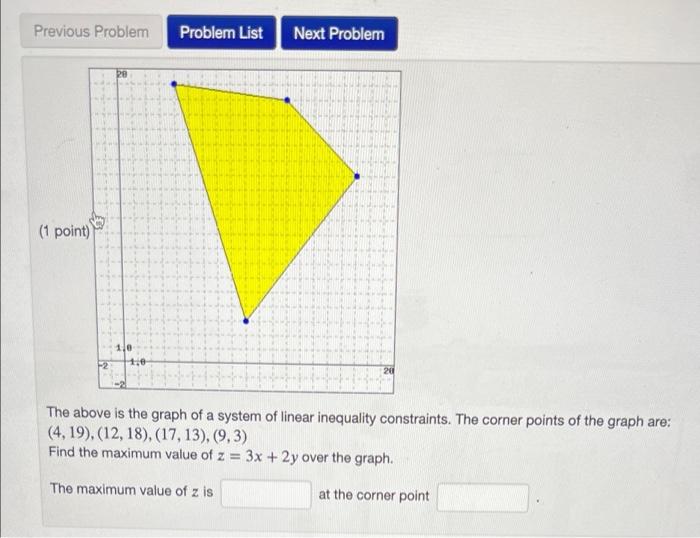 Solved Previous Problem Problem List Next Problem point) 1.0 | Chegg.com