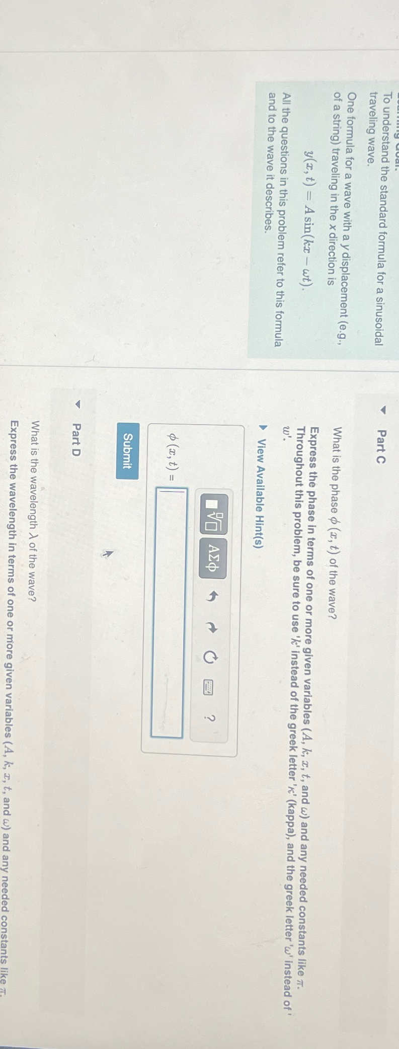 Solved To understand the standard formula for a sinusoidal | Chegg.com