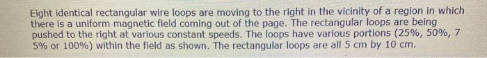 Solved Eight identical rectangular wire loops are moving to | Chegg.com