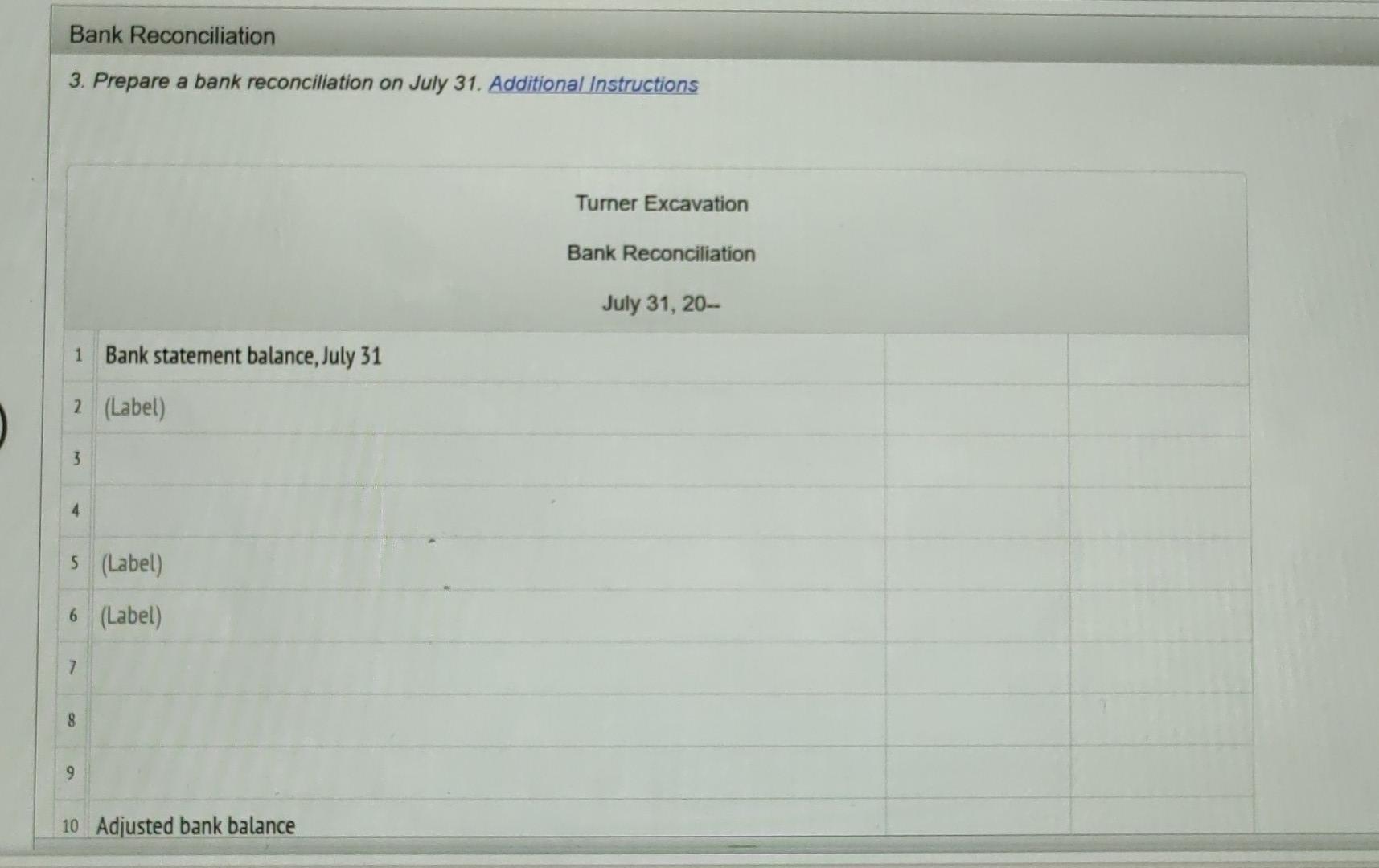 Solved Turner Excavation maintains a checking account and | Chegg.com