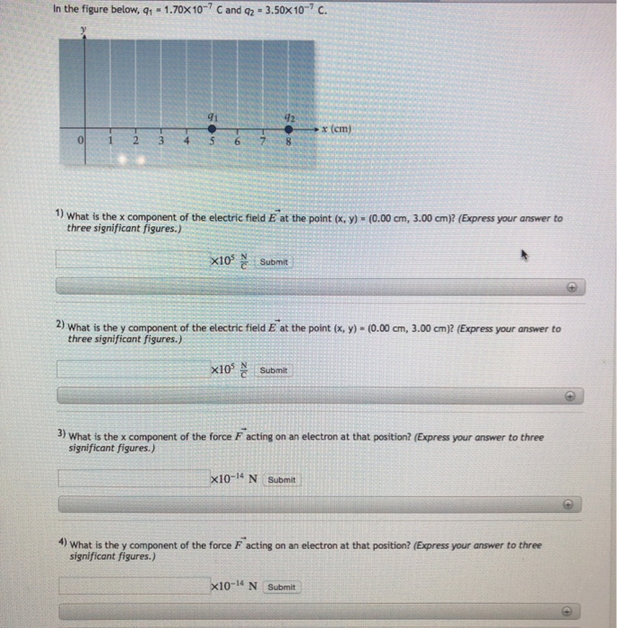 Solved In the figure below, 91 - 1.70x 10-7 C and Q2 = 3.50x | Chegg.com