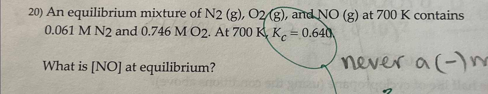 Solved An equilibrium mixture of N2(g),O2(g), ﻿and NO(g) ﻿at | Chegg.com
