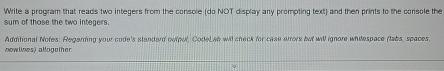 Solved Wite is program that reads two integers from the | Chegg.com