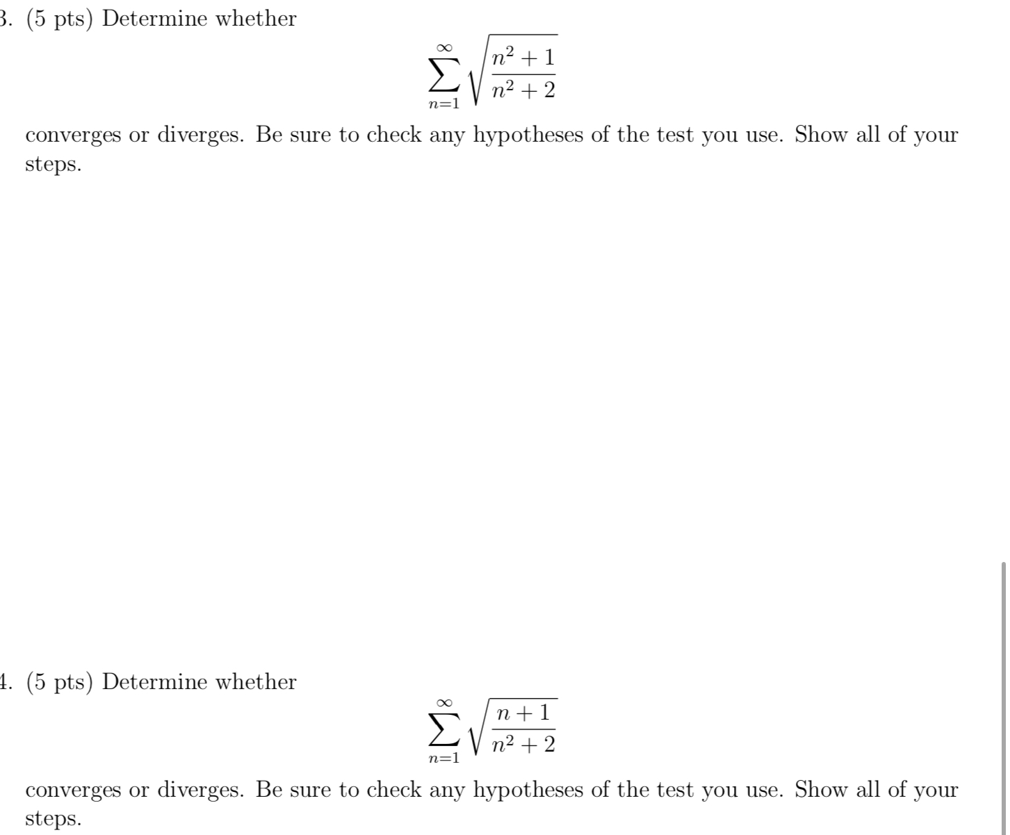 Solved Determine whether∑n=1∞n2+1n2+22converges or diverges. | Chegg.com